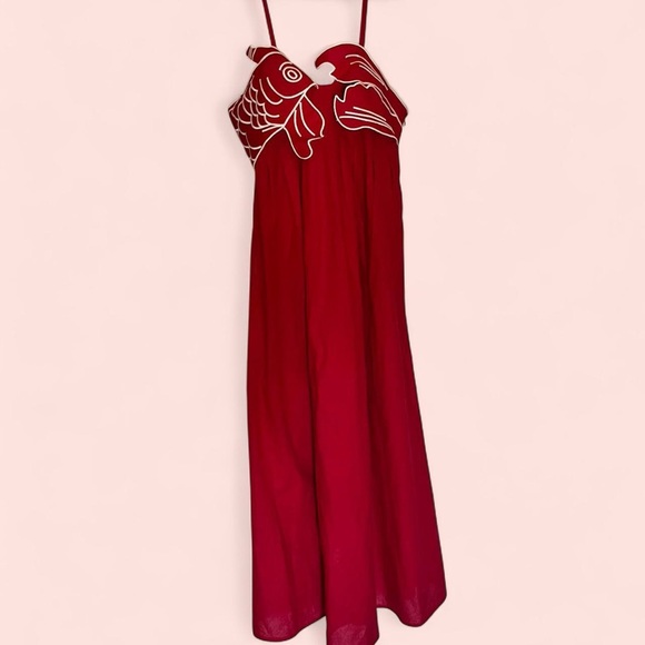 No Label | Dresses | Elegant Koi Fish Red Maxi Dress | Poshmark